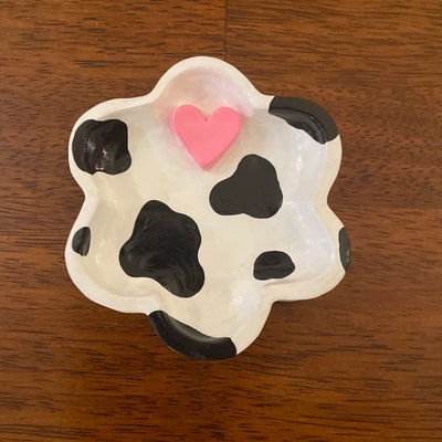Love Strawberry Cow Clay Trinket Dish Cow Print Trinket Dish - Etsy