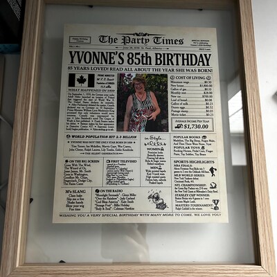 63rd Birthday Newspaper Poster Sign, Personalized Birthday Newspaper ...