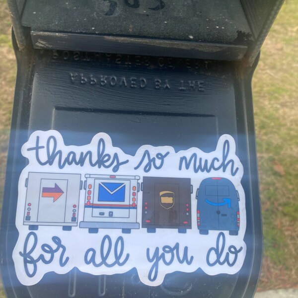Thank You Mailbox Decal New, Mailman Sticker, Mailman Gift, Mailbox ...