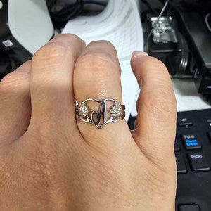 100% Handmade Handwriting Initial Letter Gold Ring Personalized Dainty ...