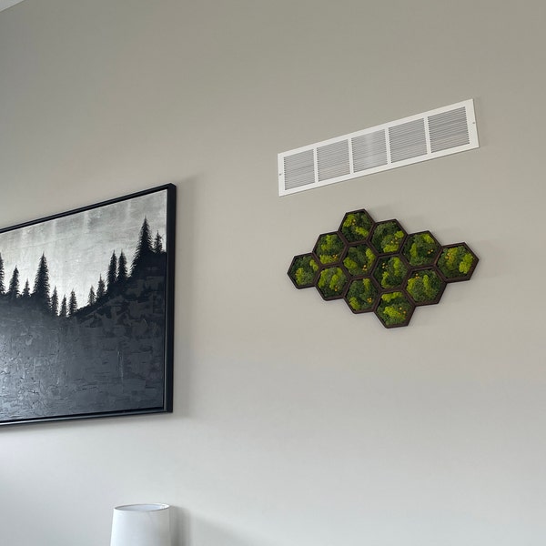 Moos Wandkunst Bienenwabe | Vier Größen, 5 x 6 Zoll, 8 x 9 Zoll, 10 x ...