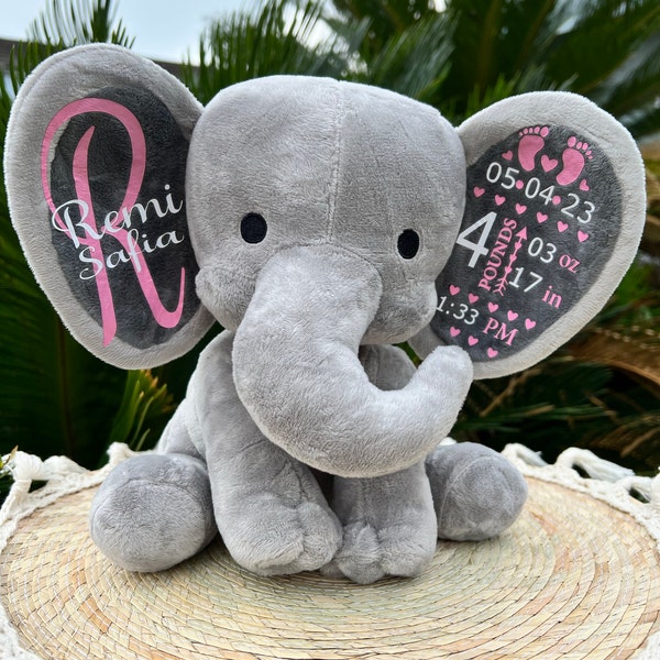 Personalised Birth Stats | Elephant Stats | Newborn | Baby | Keepsake ...