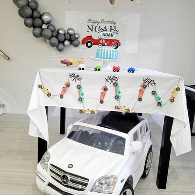 Car Backdrop Vintage Car Banner, Car Birthday Banner, Race Car Backdrop ...