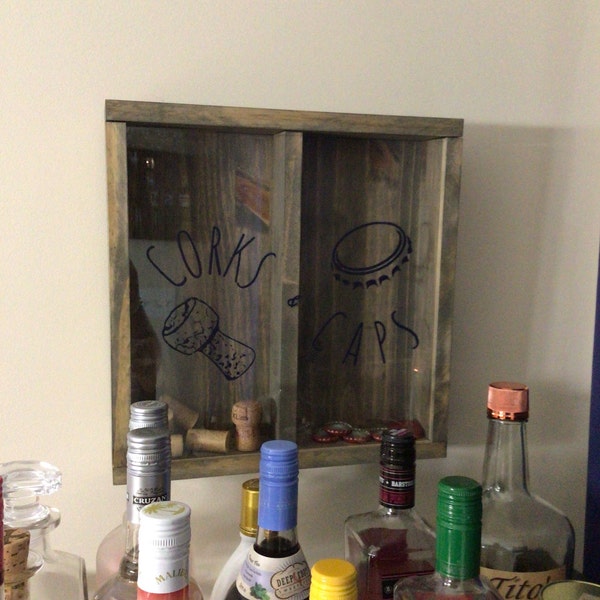 Rustic Wine Cork and Beer Cap Shadow Box: Handmade Pine Wood - Etsy