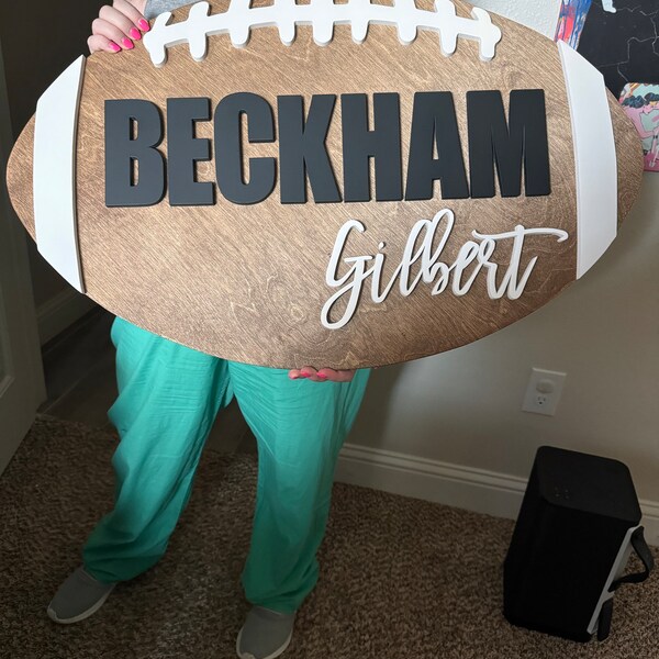 Custom Football Name Sign | 30" Custom Name Football Sign| Football ...