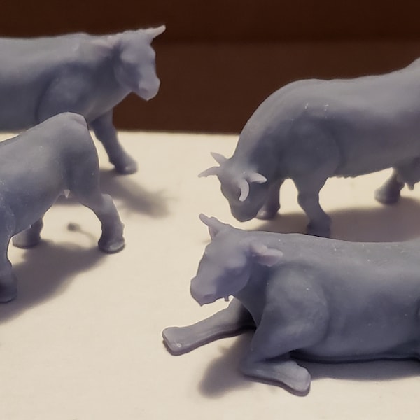 4pc Cows Cattle Farm Animals Livestock Mini Miniature 3D Printed Figure ...