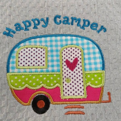 Happy Camper Applique Camping Machine Embroidery Design Instant ...