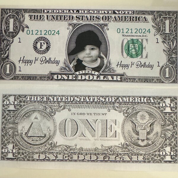 Personalized Collectable 2 Dollar Bill, Your Picture on 2 Dollars Bill ...