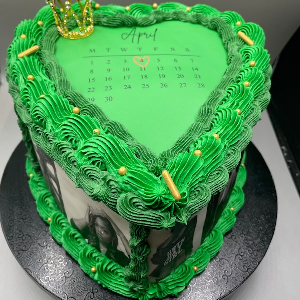 Burn Away Cake Topper Calendar Template, Custom Heart Сake Topper, 2025 ...