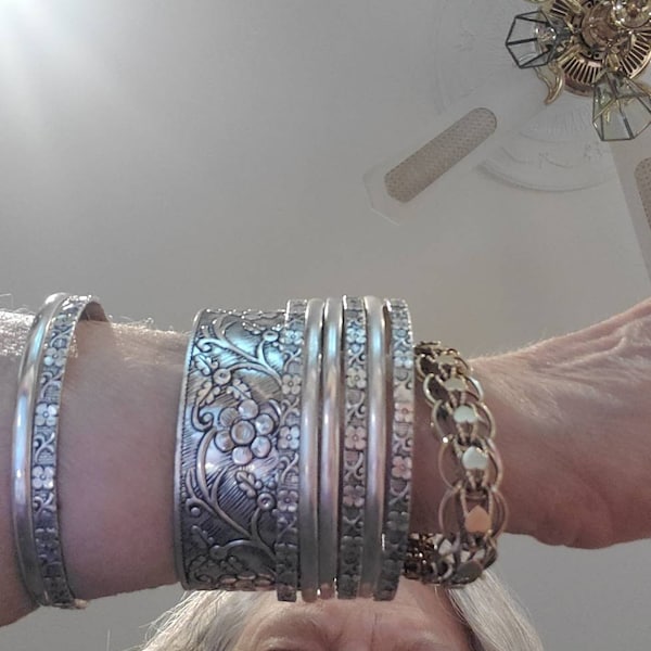 925 Sterling Silver Bangle Boho Stacking Bangles Handmade Bangle ...