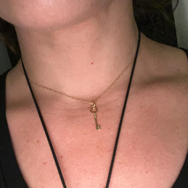 KEY - Dainty Vintage Gold Skeleton Key Pendant Necklace, Minimalist ...