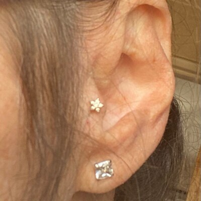 Five Petal Flower Threadless Push Pin, Cartilage Earrings, Tragus Stud ...