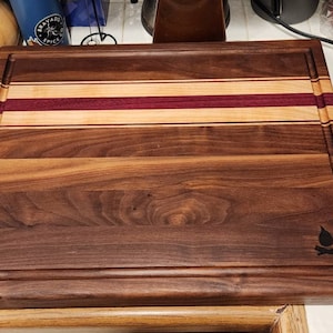 Walnut With Stripes of Maple and Red Marblewood Cutting Board - Etsy