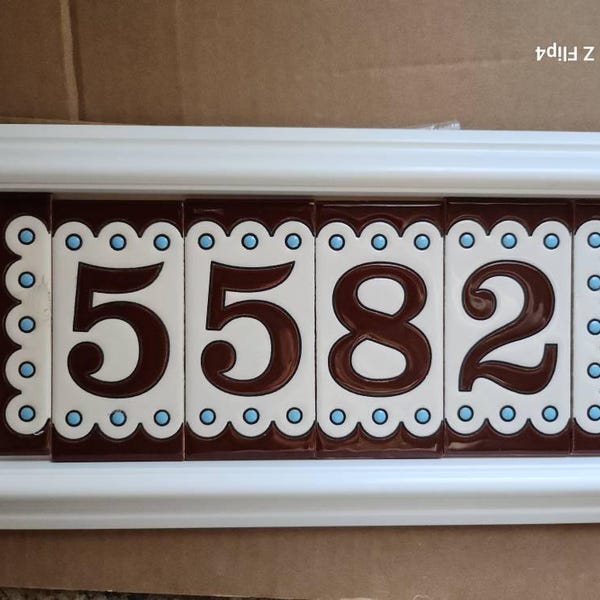 Jacho Black Hand-painted Number Tiles & Metal Filigree Frames: 11 X 5 ...