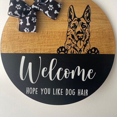 Personalized Pet Portrait Welcome Sign, Dog Portrait Door Hanger, Cat ...