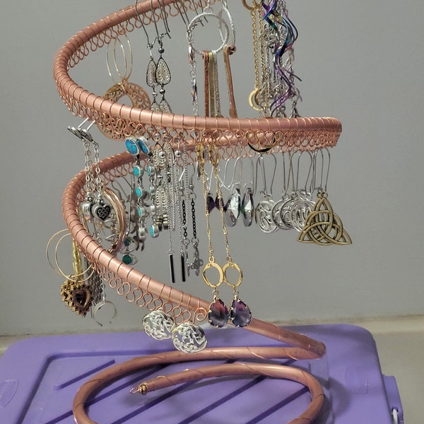 Copper Earring Tree for Posts and Studs, Holds 40 + Pairs, Earring ...