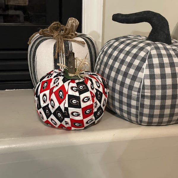 Uga,fabric College Pumpkin, Fall Decor, Autumn Decor, College Football ...
