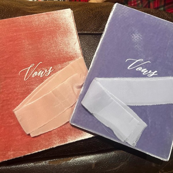 Silk Velvet Wedding Vow Books - Embossed Vows- With Blank Vow Sheets - Etsy