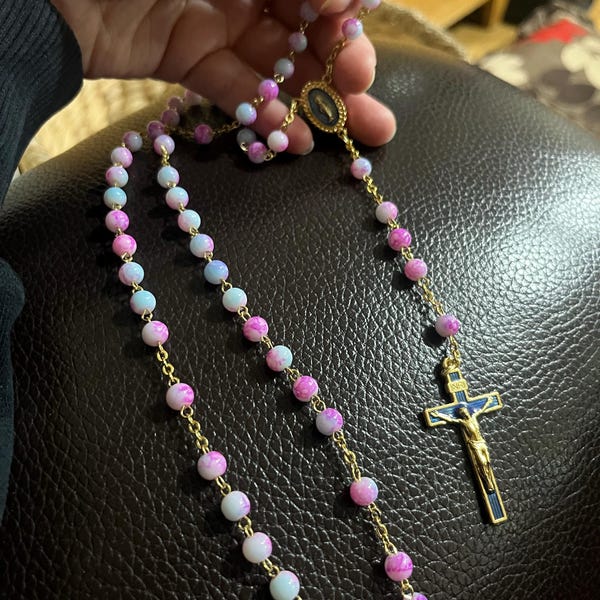 Red Lume Rosary Bracelet With Miraculous Virgin Medal - Etsy