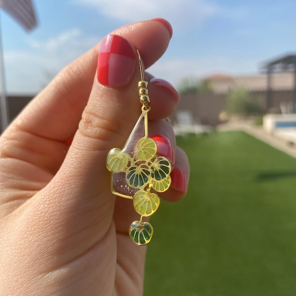 Botanical Green Leaf Plant Earrings, Plant Jewelry, Hanging Plant ...