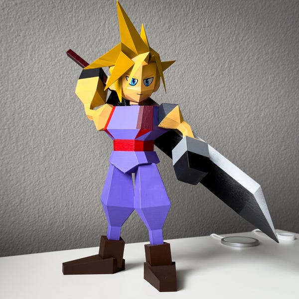 Cloud Strife FFVII Low Poly Figure 30 Cm | Final Fantasy VII Lovers - Etsy