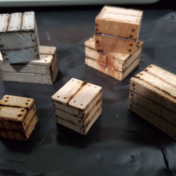 Miniature Wood Crates, Solid Block, Set of 6 - Etsy