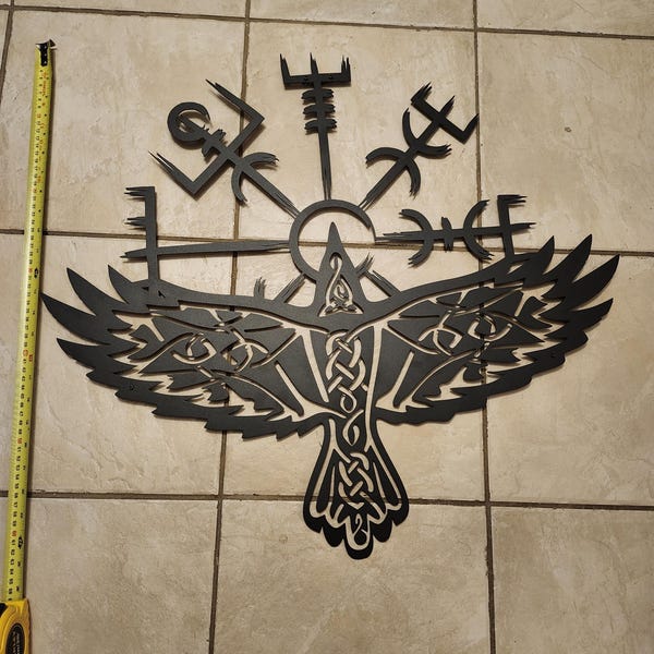 Nordic Raven Metal Viking Wall Art Decor, Viking Symbol Metal Wall Art ...