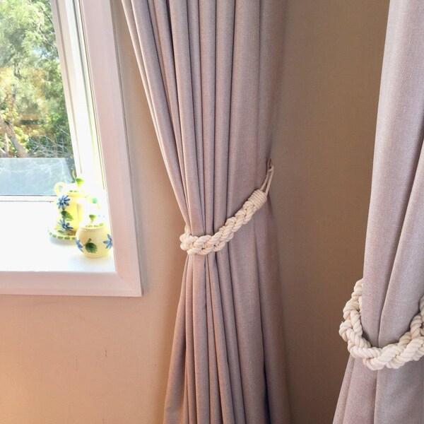 Square Knot Curtain Tie-backs..black Rope Tiebacks..home Decor Curtain ...