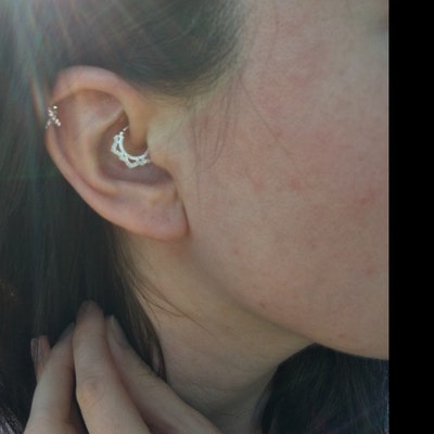 Lotus Ear Piercing, Gold Tragus Earring, Helix Piercing, Tragus Hoop ...