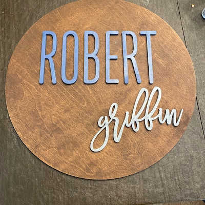 Round Name Sign Kit Nursery Decor Round Nursery Name Sign Wooden Name ...