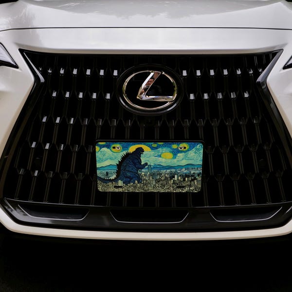 Vanity Plate, Vintage Godzilla Art, Comic Book Gift, New Driver ...