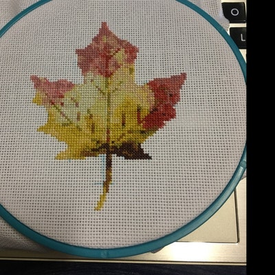 Maple Leaf Cross Stitch Pattern Modern Watercolor Style - Etsy