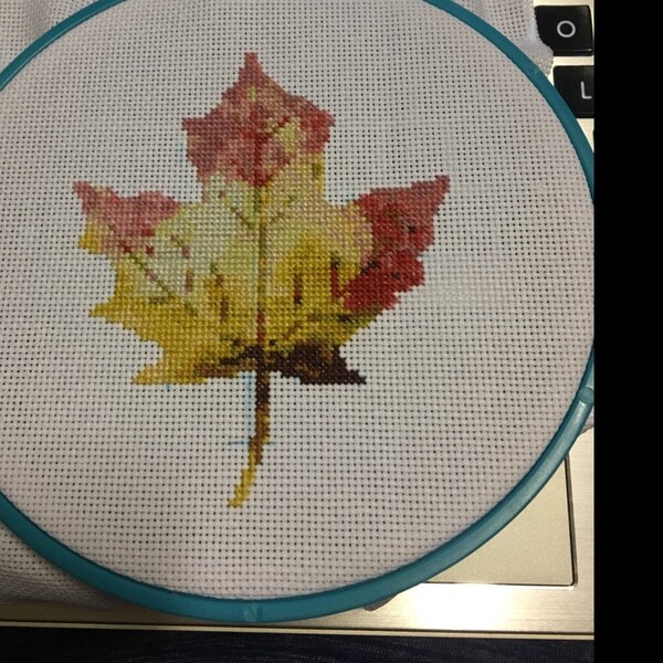 Maple Leaf Cross Stitch Pattern: Modern Watercolor Canada Chart ...
