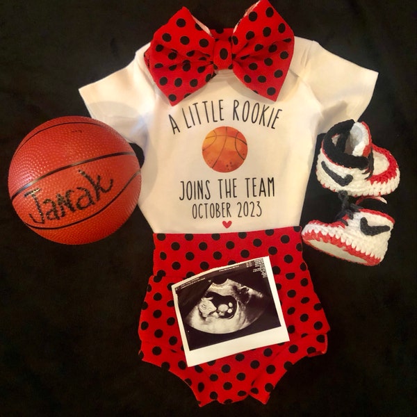 Basketball Pregnancy Announcement Onesie®, Basketball Baby Announcement ...