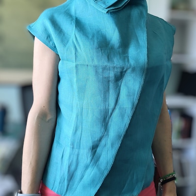 Black Linen Crop Top Avant Garde Clothing, Linen Blouse Women Short ...
