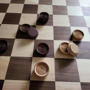 26 Pack 1.25 Wood Stacking Checkers Finished in Clear and Walnut ...