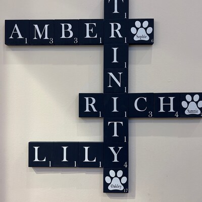 Personalized Paw Print Scrabble, Paw Print Sign, Paw Print Name, Dog ...