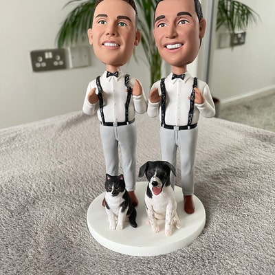 Handmade Custom Marry to Me Kiss Wedding Bobble Head Handmade Polymer ...