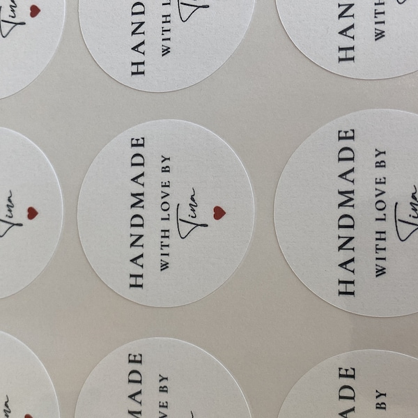 Personalised Handmade With Love Sticker // Custom Business Stickers ...