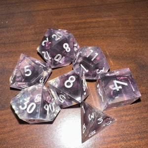 Shipwrecked Handmade Sharp Dice Teal/white/clear Resin Cast Dice Set of ...