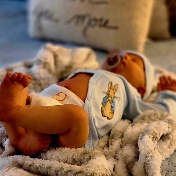 Embroidered Peter Rabbit With Lace Trim baby Boys Romper Sizes NB to 6 ...