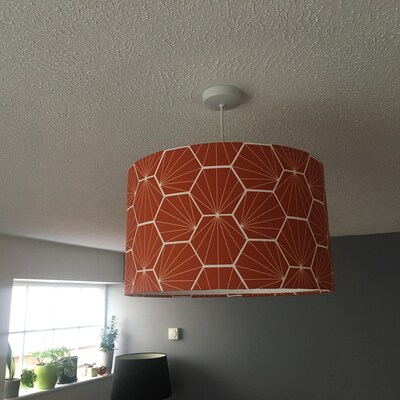 Orange Lamp Shade for Table Lamp, Floor Lamp or Ceiling Light, Hexagon ...