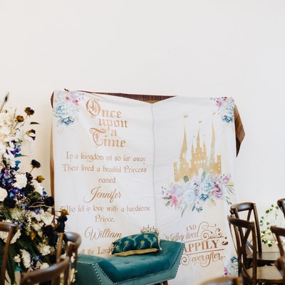 Vintage Storybook Birthday Backdrop Elegant Unique Princess Open Book ...