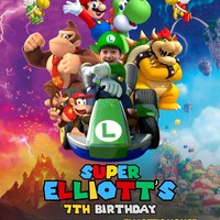 Editable Mario Peach Luigi Trio Birthday Invitation Party Announcement ...