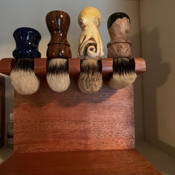 Mens Custom Wood Shaving Brush Stand 4 Brush Slots, Fathers Day Gift ...