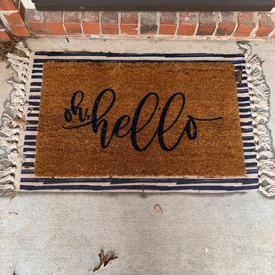 Oh Hello Doormat, Hello Welcome Mat, Housewarming Gift, Cute Doormat ...