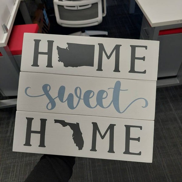 Michigan to Florida Home Sweet Home Wood Sign | Two States or Heart ...