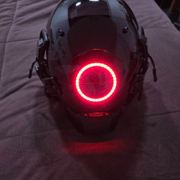 Self-design Green Light Cyberpunk Half-face Mask, Super Cool Glowing ...