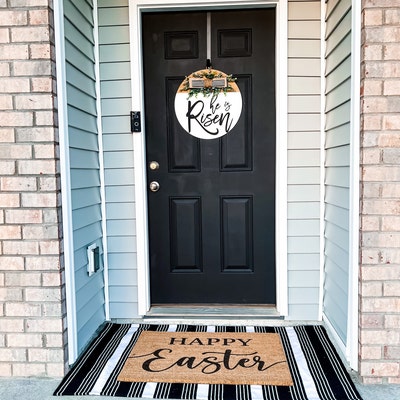 Easter Front Door Decor Jesus Sign He is Risen He is Risen Cross Easter ...