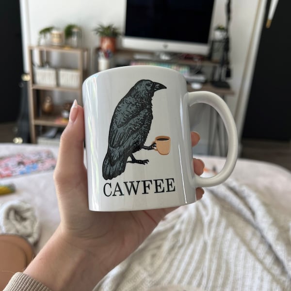 Cawfee Crow Mug, Crow Mug, Crow Gifts, Funny Bird Lover Art Gift, Bird ...